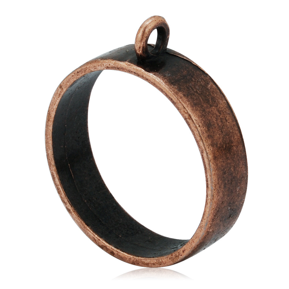 25mm Antique Copper Open Back Bezel Pendant,Round Pipe Pendant Bezel O ...