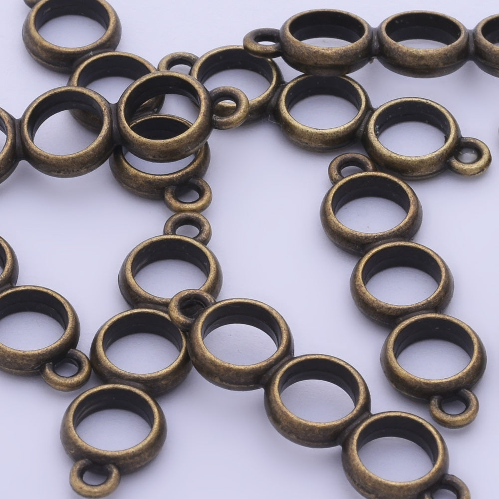 10 Antique bronze Metal Round with round frame 24*8.2*4mm open back pe ...